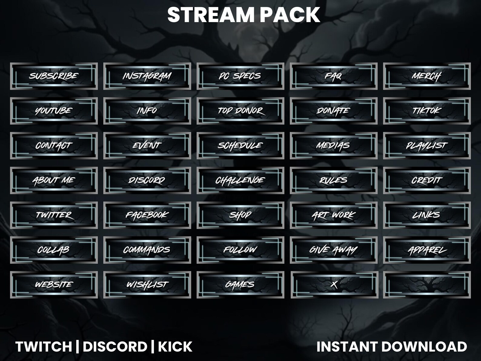 Dark Forest Stream Pack | Twitch, Discord & Kick Overlay | Animated ...