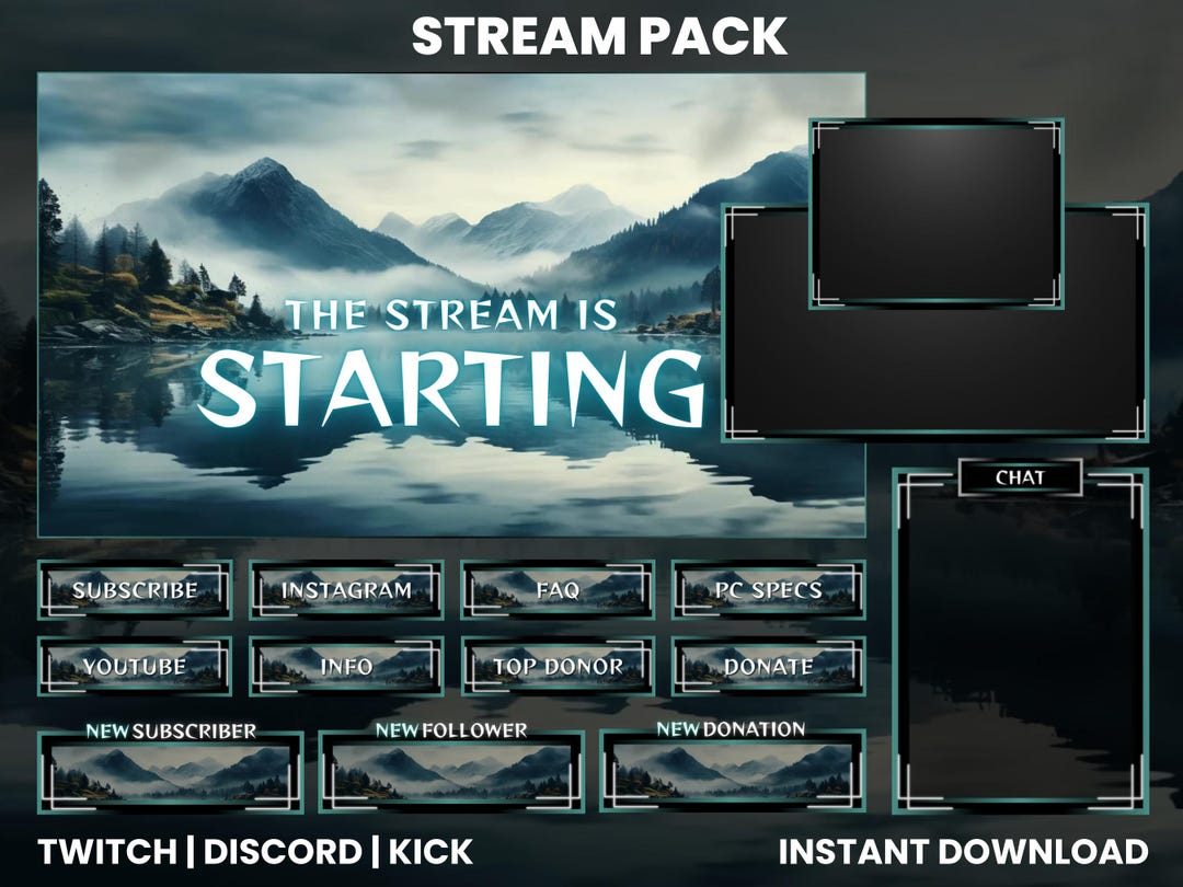 Animated Twitch Stream Pack | Webcam Overlay | Lake Reflection ...