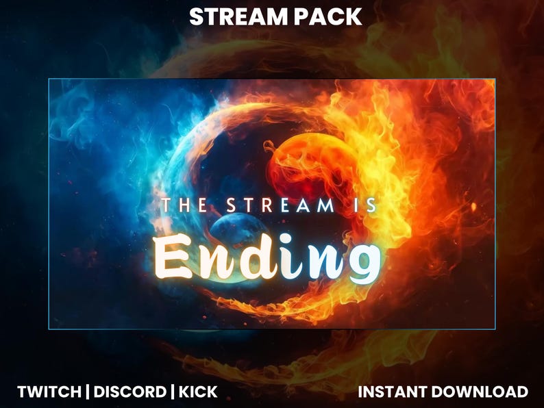 Ice and Fire Stream Pack | Twitch Screen Overlay | Animated Screens ...