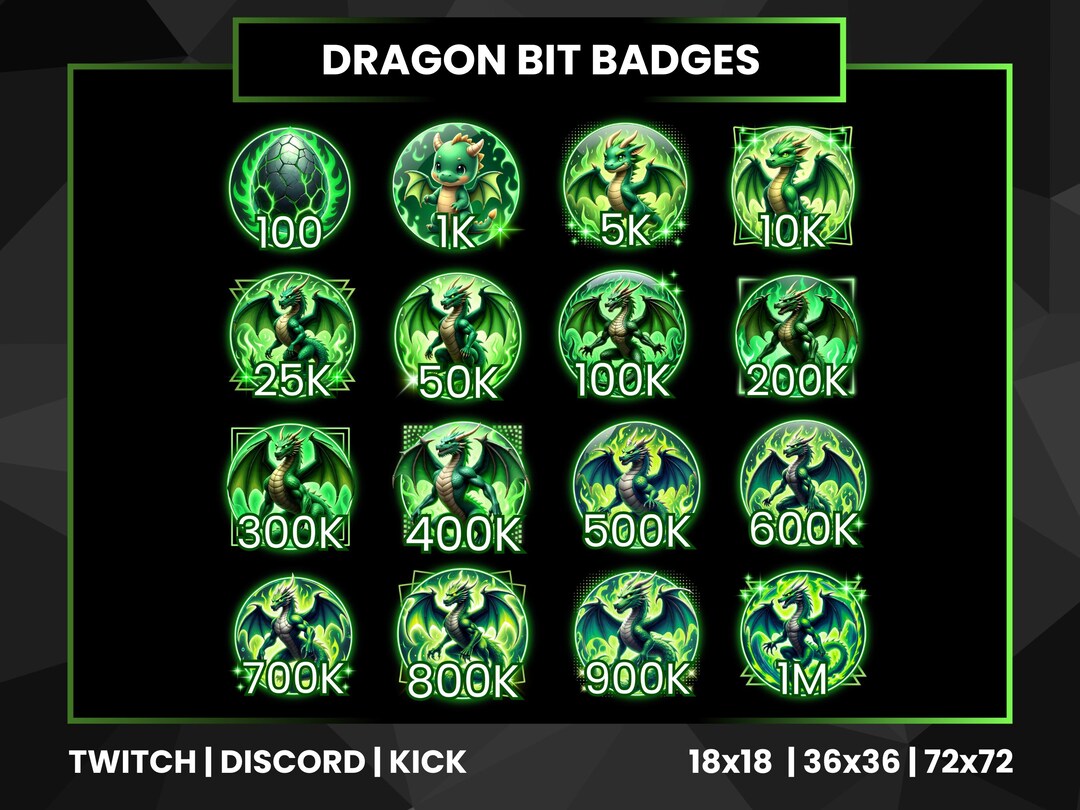 Dragon Bit Badges Pack | Twitch Bit Badges | Fantasy Streamer Icons ...