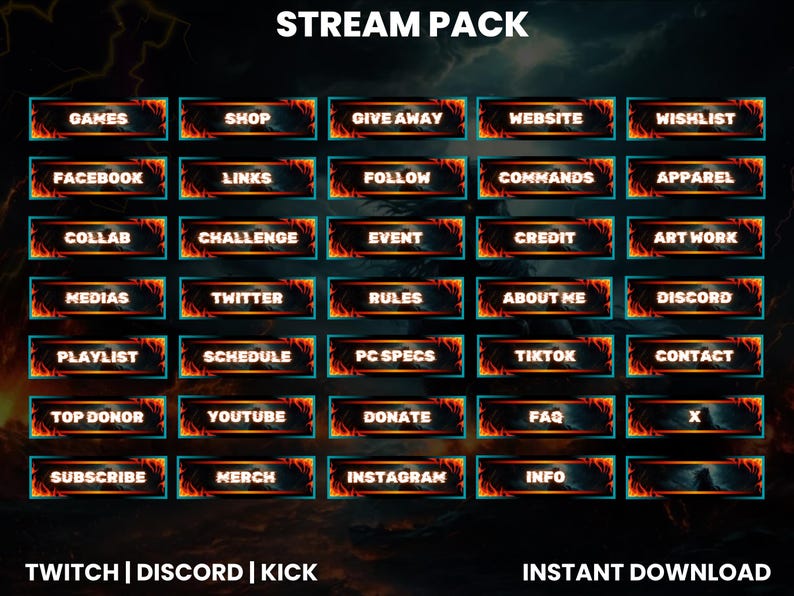Animated Twitch Stream Pack | Thunder Horse Stream Pack | Fire Stream ...