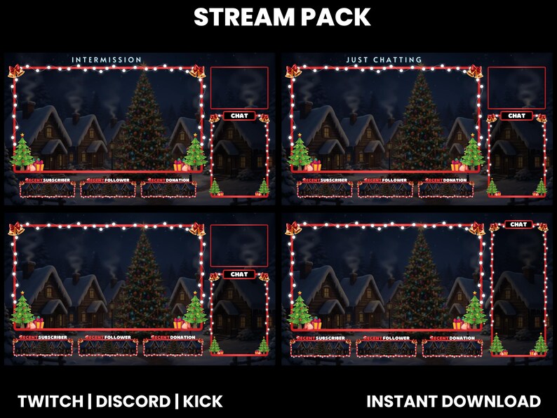 Christmas Stream Overlay Pack | Xmas Stream Pack | Animated Screens ...