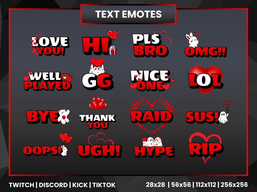 16 Valentines Text Emotes | Twitch Emotes | Twitch Text Emotes ...