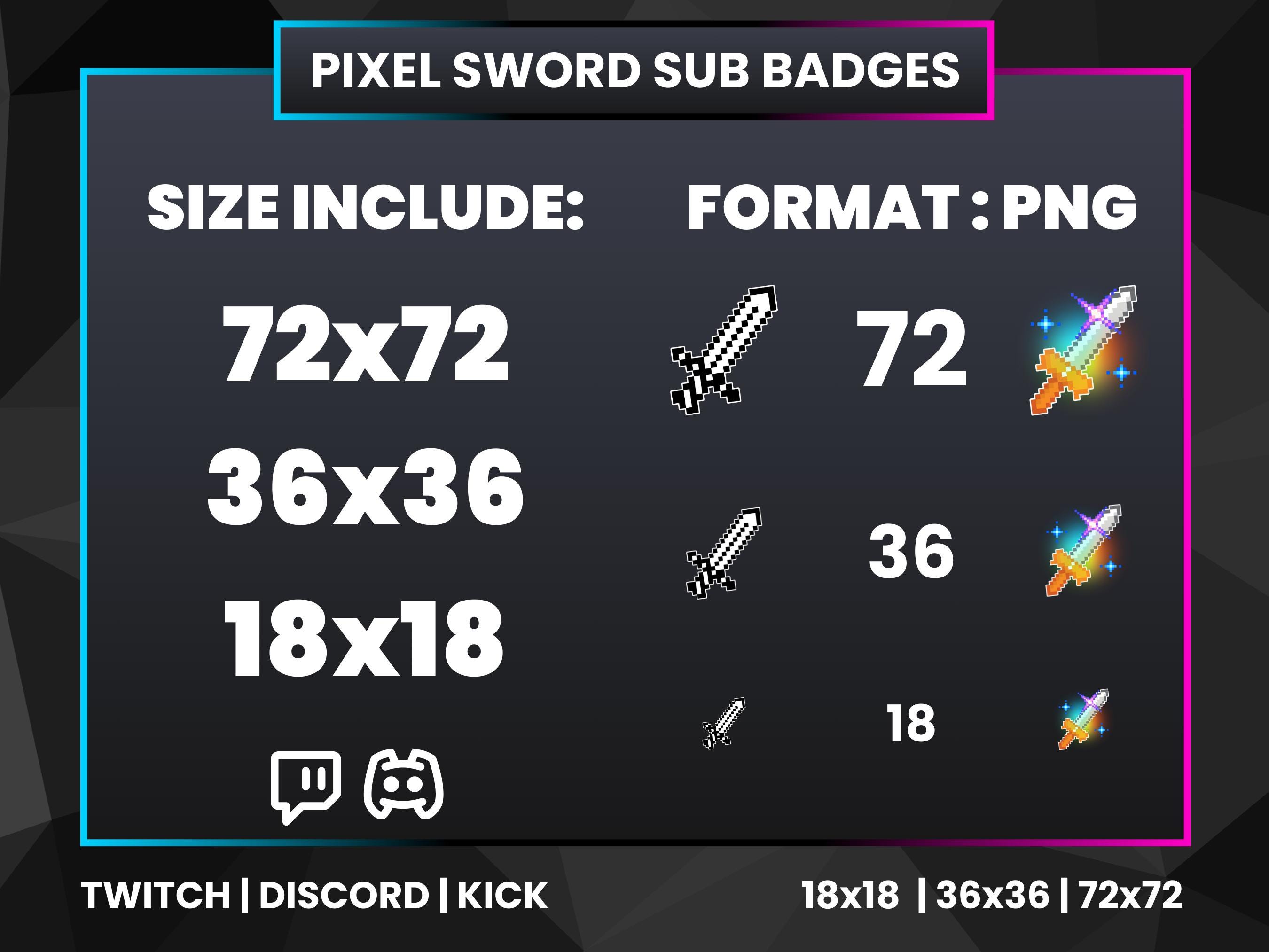 Twitch Sub Badges | Bit Badges Twitch | Sword Sub Badges | Pixel Bit ...