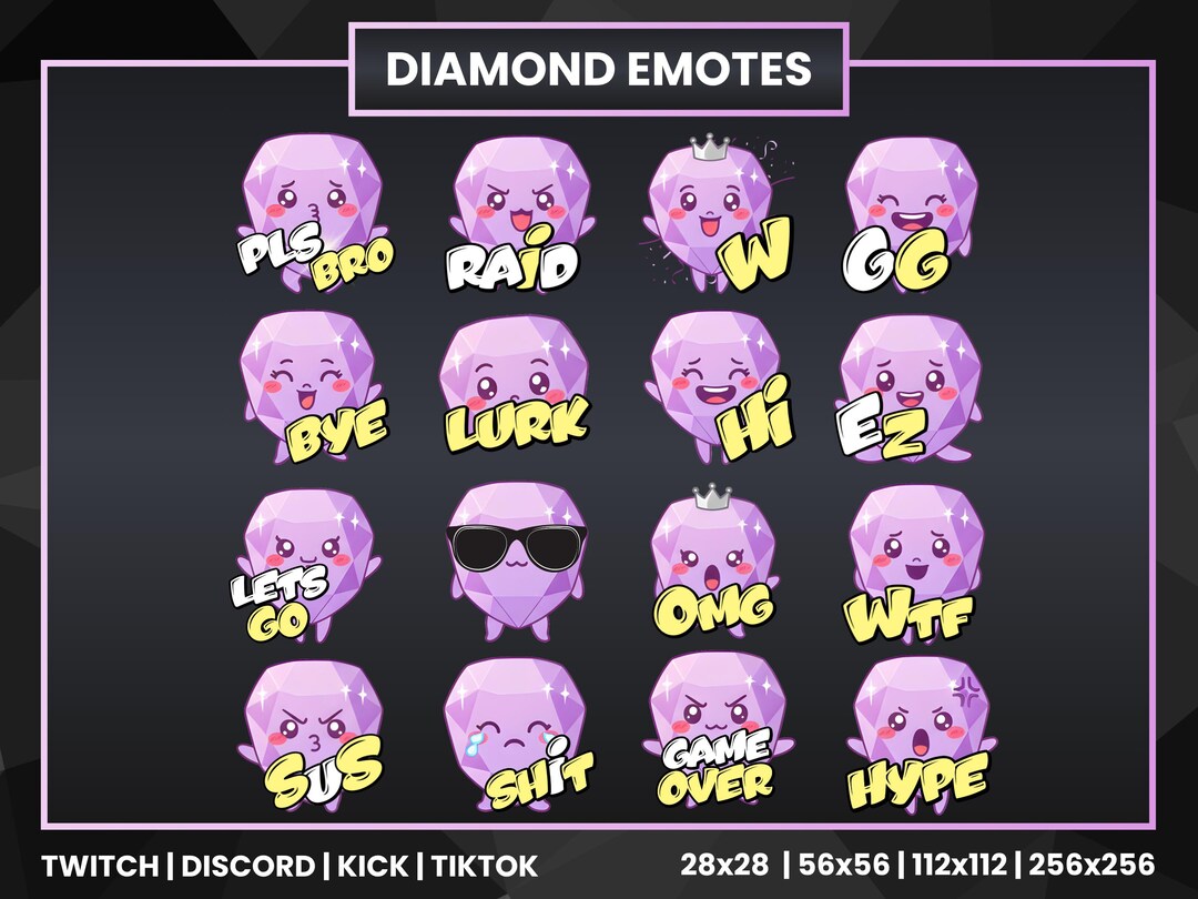 Diamond Emotes Pack – Twitch, Discord, Kick, Tiktok - Etsy