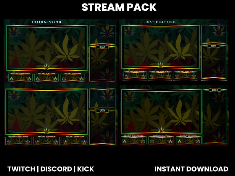 Animated Twitch Stream Pack | Marijuana Stream Pack | Animated Screen ...