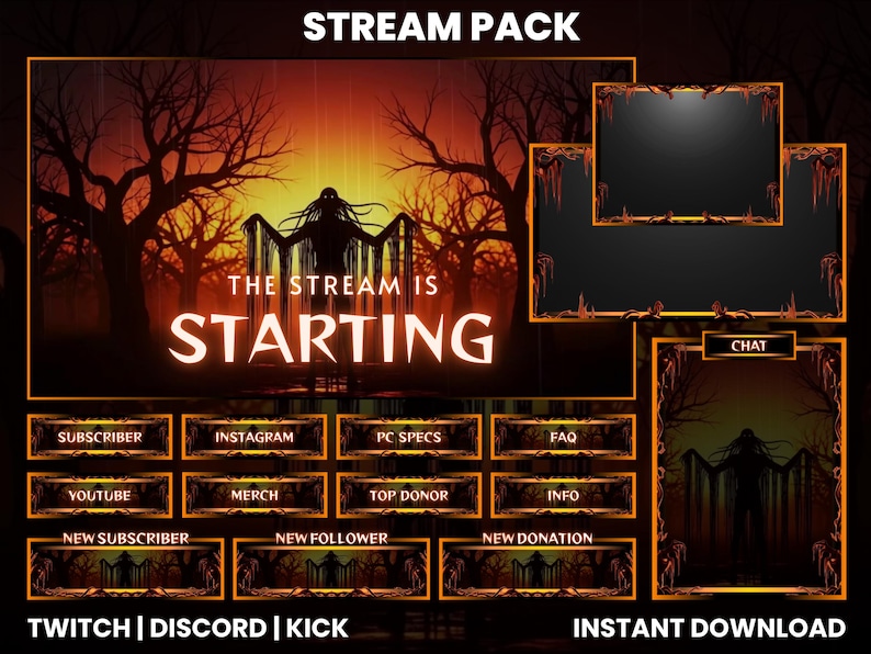Haunted Forest Stream Pack | Halloween Twitch Overlays, Panels, Alerts ...