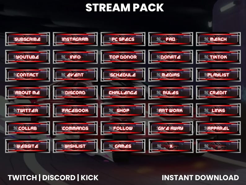 Animated Twitch Stream Pack | Webcam Overlay | Drifting Car | Animated ...