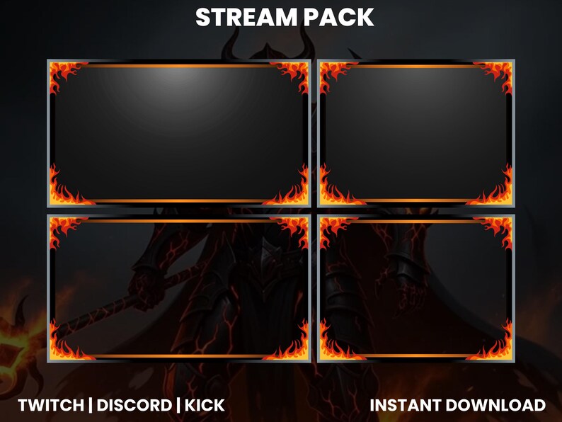 Fire Knight Stream Overlay Pack – Animated Fire Overlays, Starting ...
