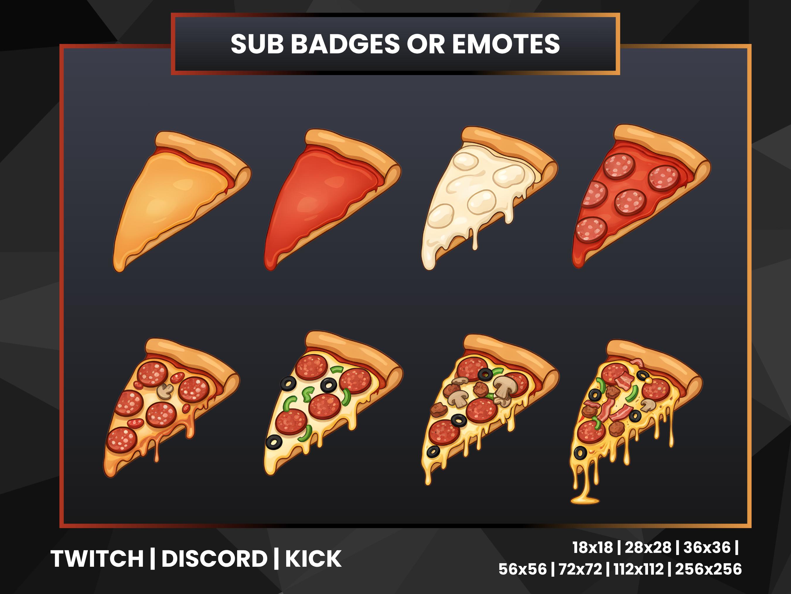 Pizza Slice Sub Badges or Emotes for Twitch, Discord & Kick - Etsy