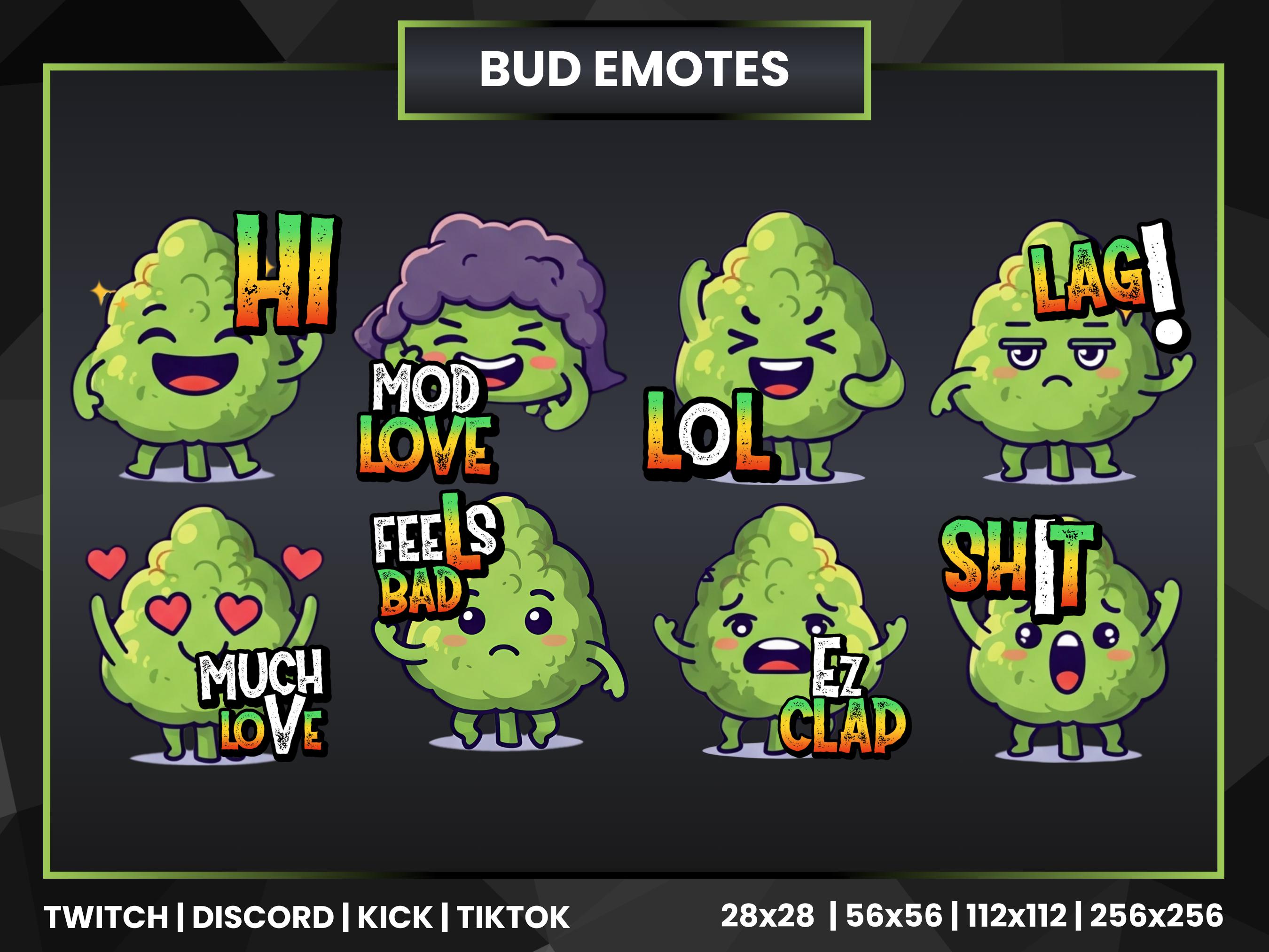 Bud Emotes Pack | Funny Twitch and Discord Emotes | Weed Meme Streamer ...
