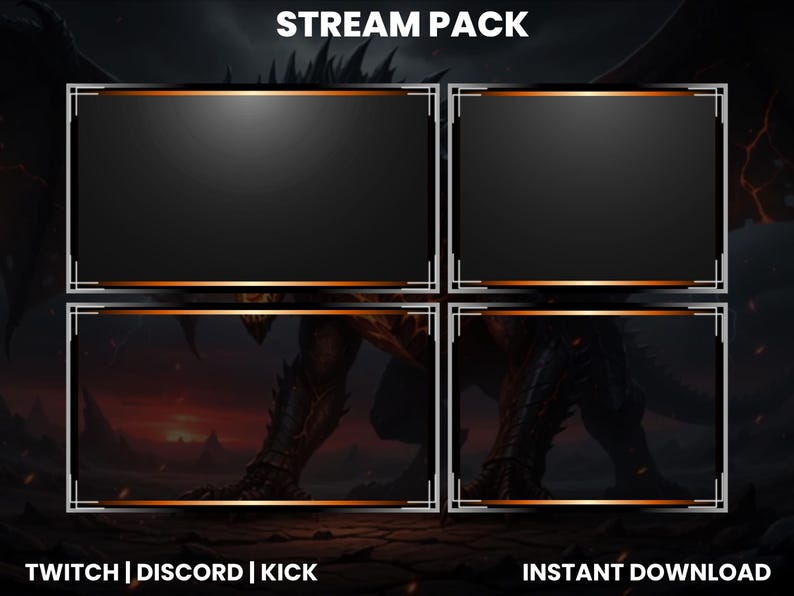 Dragon Stream Pack | Fire Twitch Overlay | Dark Fantasy Stream Design ...