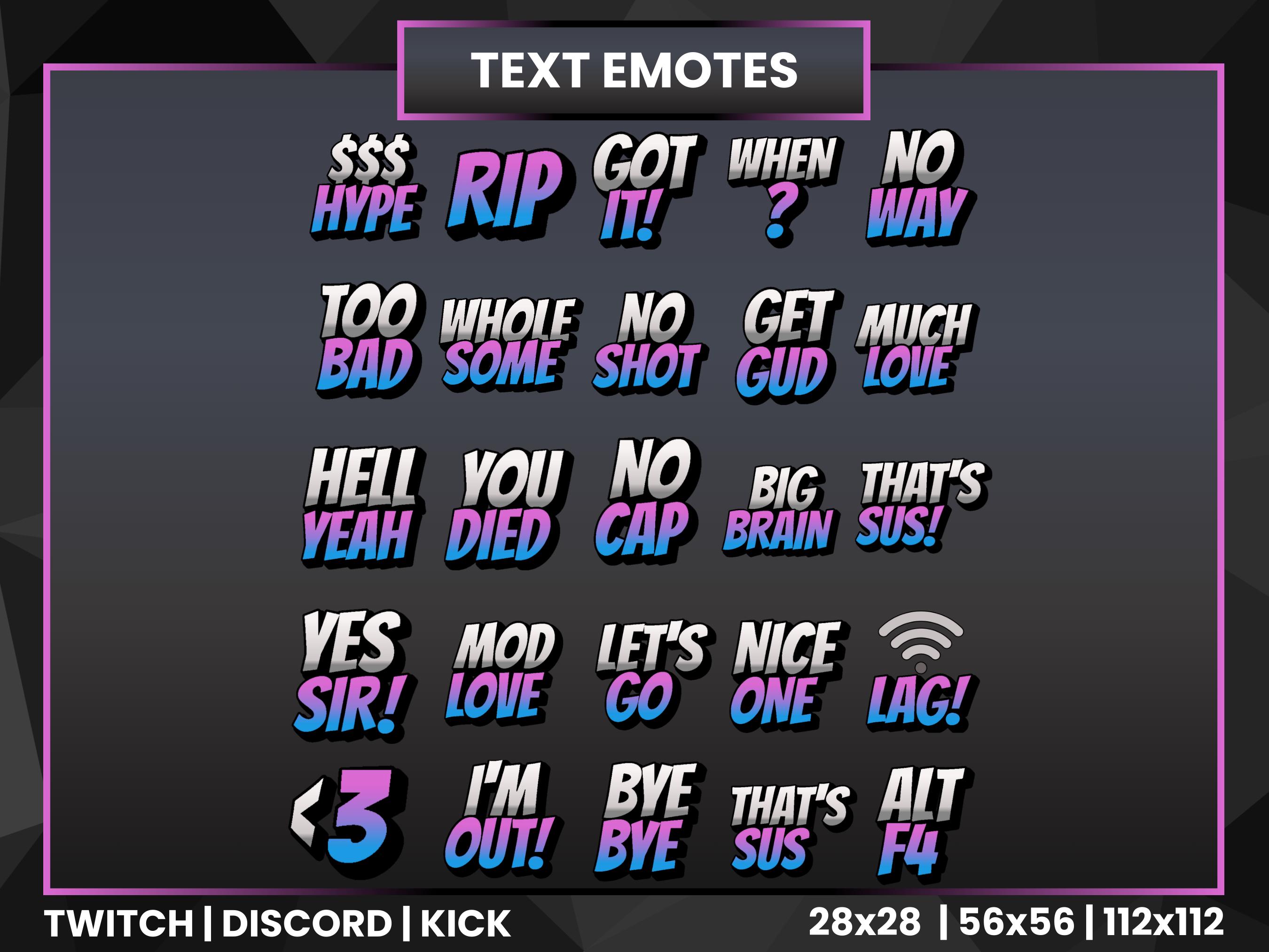 50 Grey & Red Text Emotes | Twitch, Discord, Kick (PNG, Instant ...