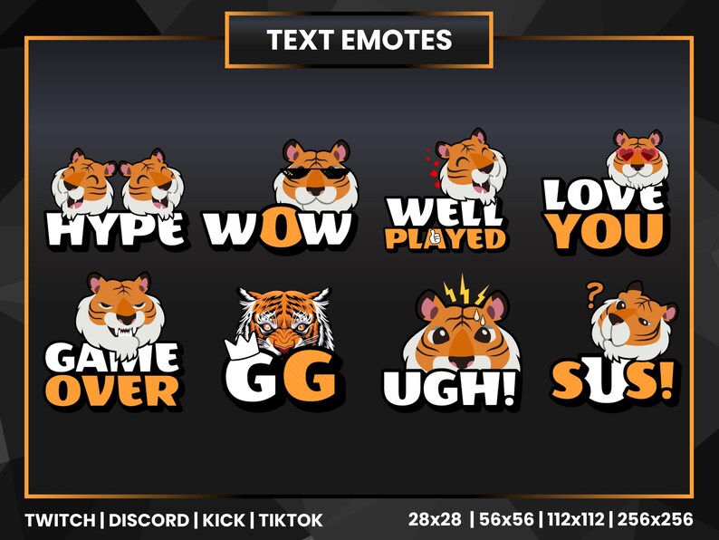 16 X Tiger Emotes | Twitch Emotes | Orange and White Emotes | Lion ...