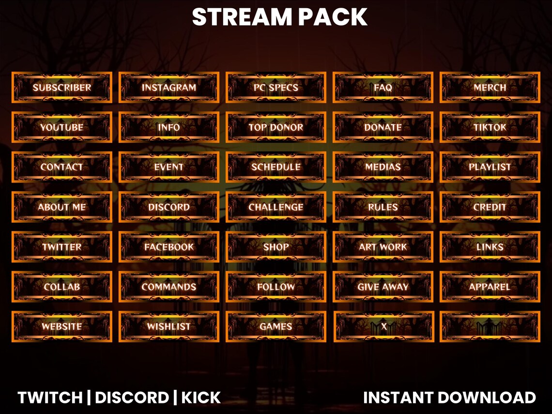 Haunted Forest Stream Pack | Halloween Twitch Overlays, Panels, Alerts ...
