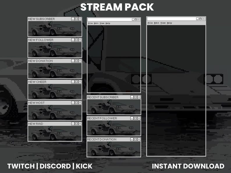 Pixel Lamborghini Countach Animated Twitch Stream Pack | Webcam Overlay ...