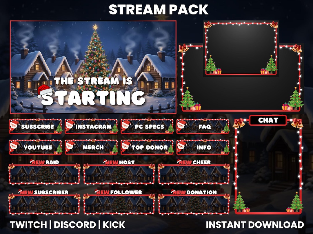 Christmas Stream Overlay Pack | Xmas Stream Pack | Animated Screens ...