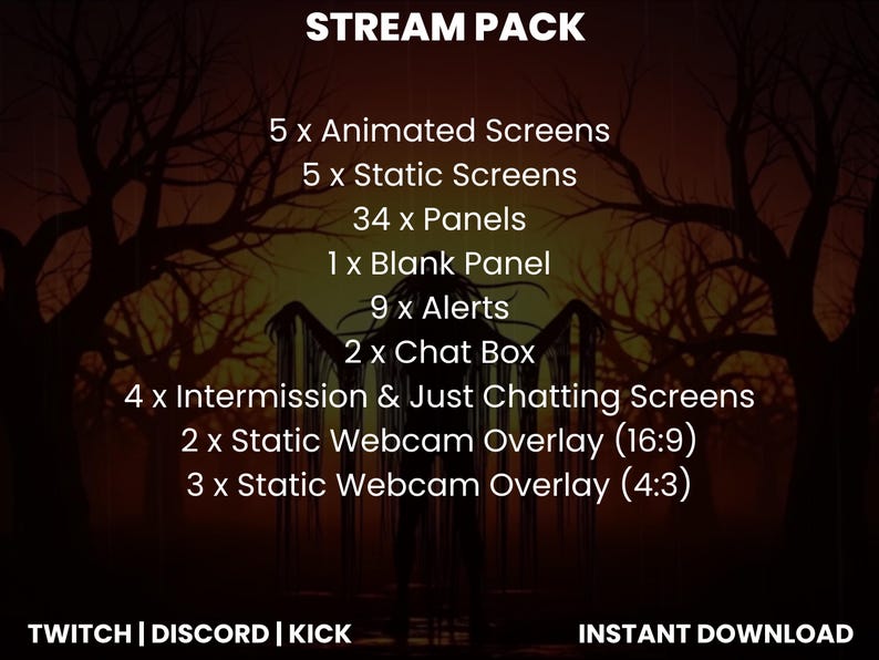 Haunted Forest Stream Pack | Halloween Twitch Overlays, Panels, Alerts ...