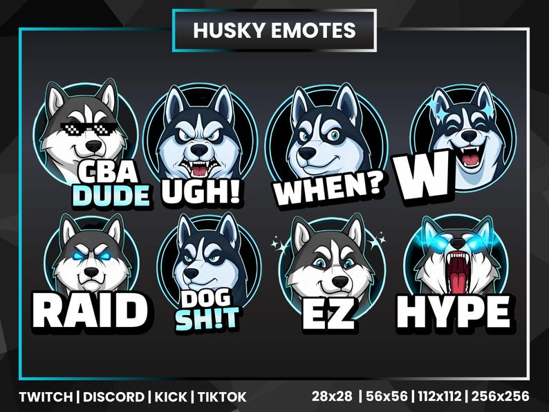 Husky Twitch Emotes Set | 16 Angry & Funny Dog Emotes for Twitch ...