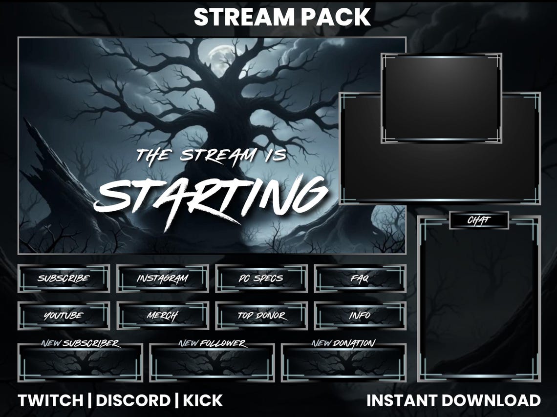 Dark Forest Stream Pack | Twitch, Discord & Kick Overlay | Animated ...