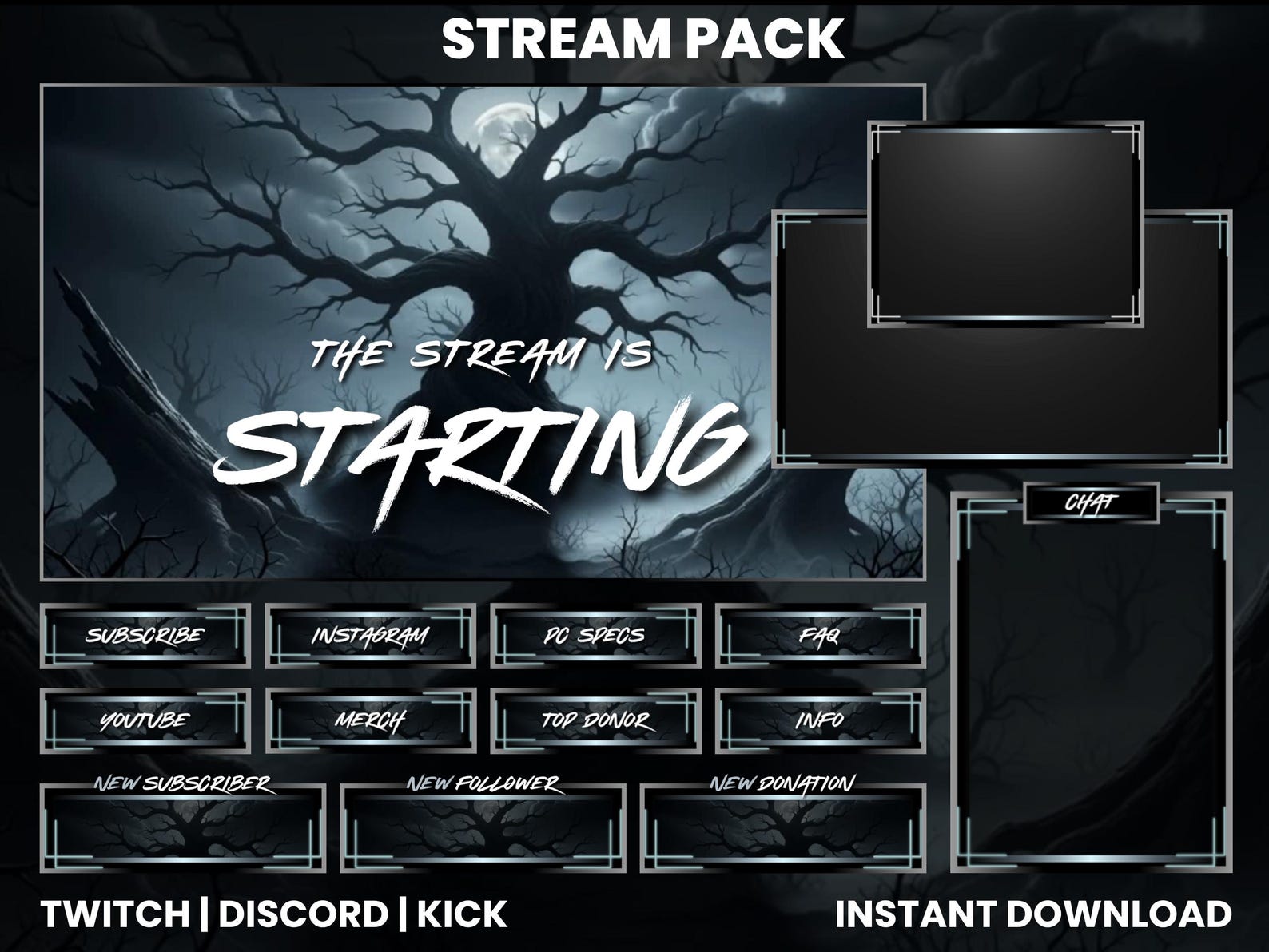 Dark Forest Stream Pack | Twitch, Discord & Kick Overlay | Animated ...