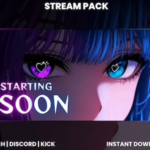 Anime Girl Stream Overlay Pack for Twitch, Youtube, Kick | Animated ...