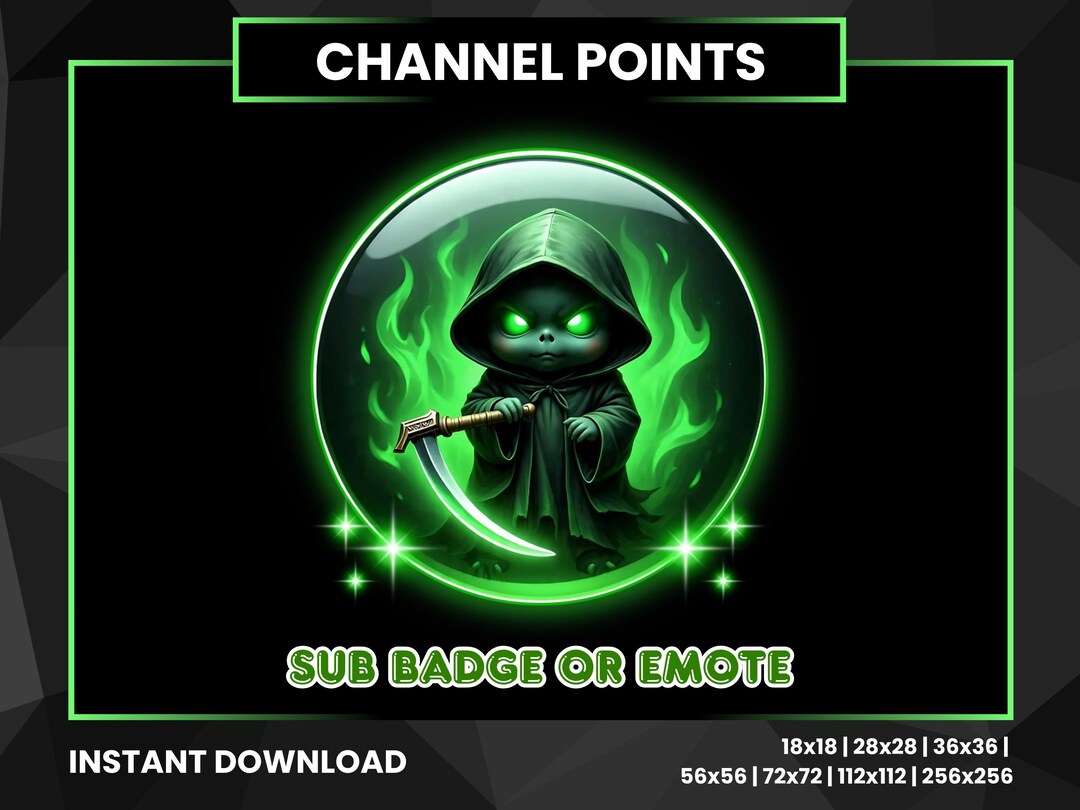 Green Reaper Channel Points Badge | Twitch Sub Badge, Discord & Kick ...