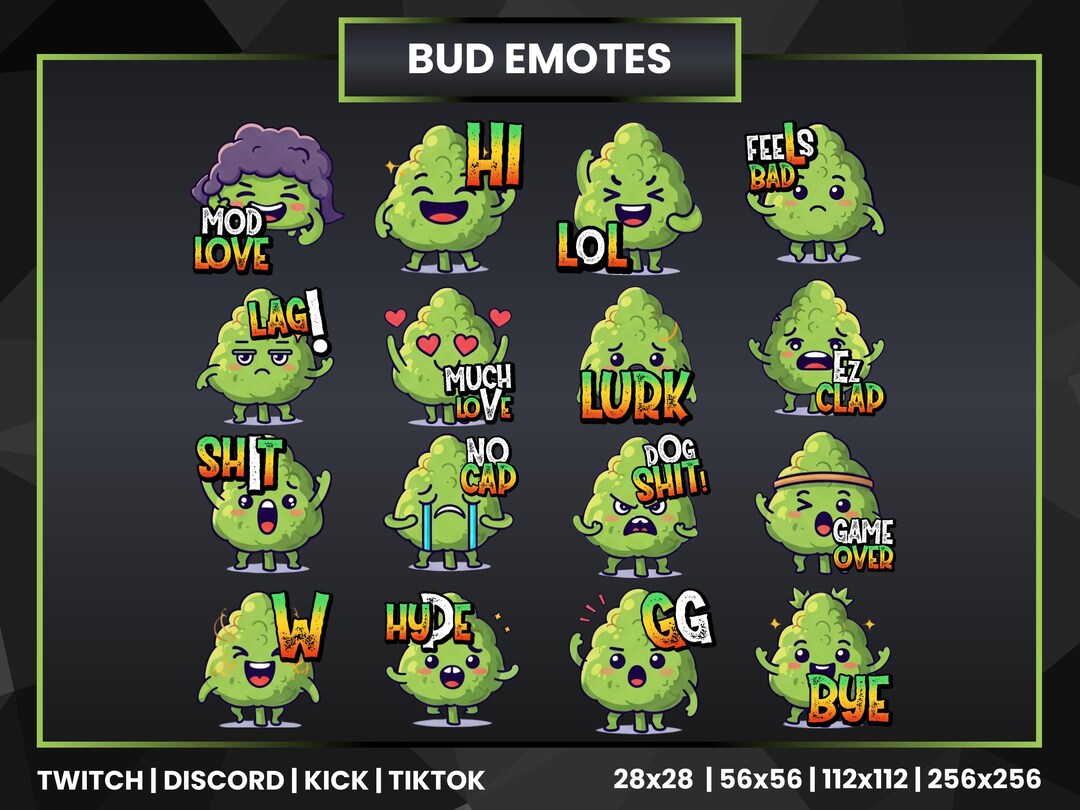 Bud Emotes Pack | Funny Twitch and Discord Emotes | Weed Meme Streamer ...