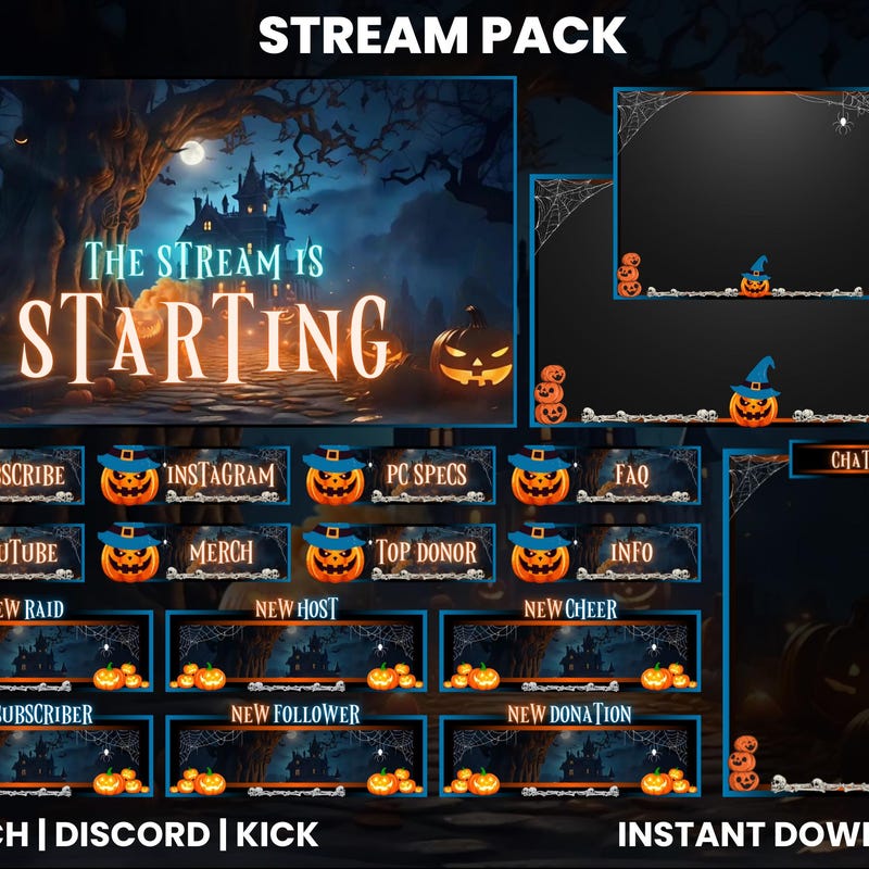 Spooky Twitch Blue Overlays - Etsy