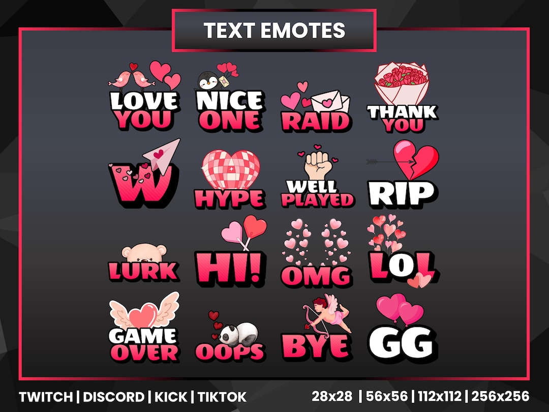 16 Valentines Text Emotes | Twitch Emotes | Twitch Text Emotes ...