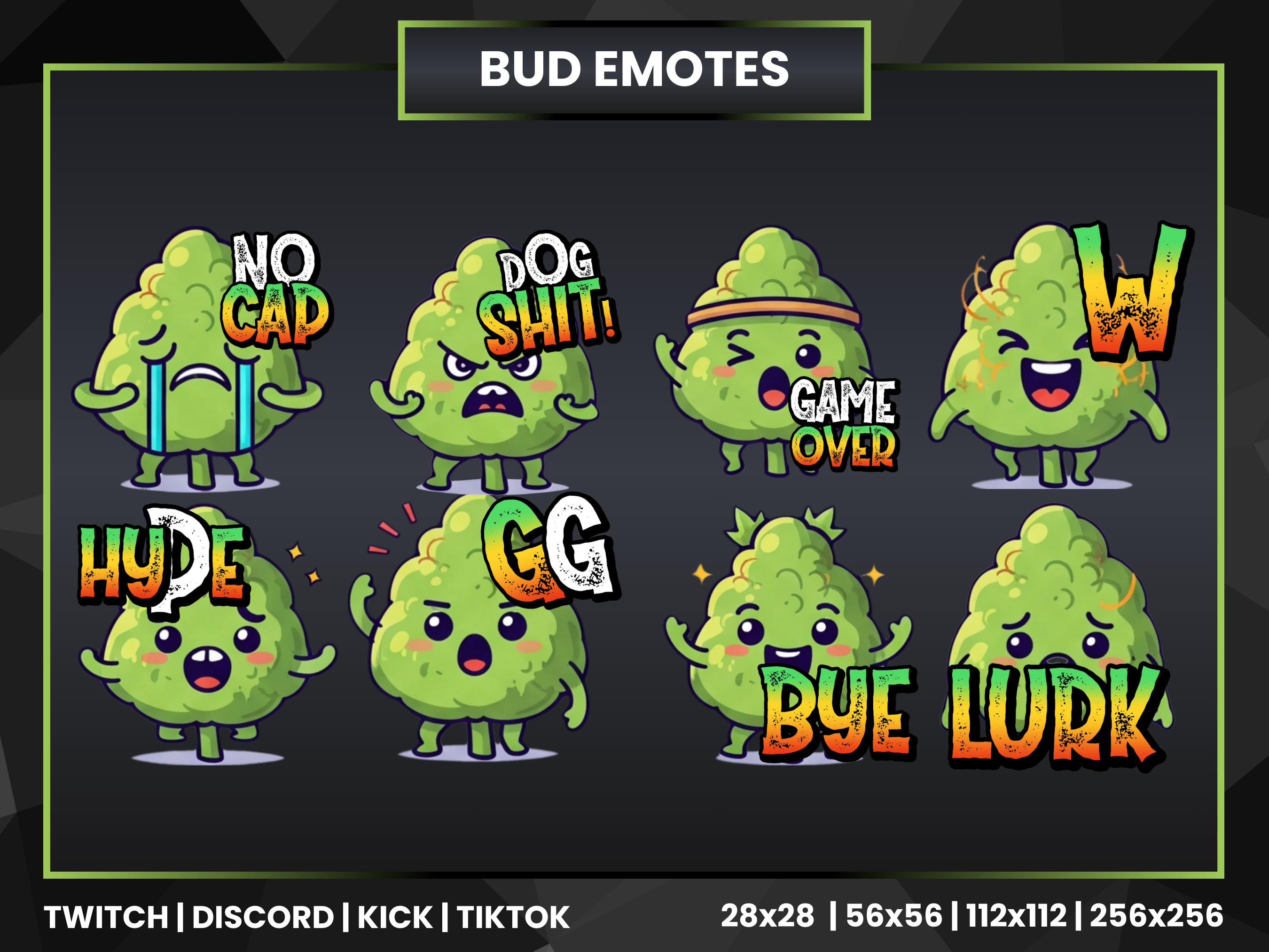 Bud Emotes Pack | Funny Twitch and Discord Emotes | Weed Meme Streamer ...