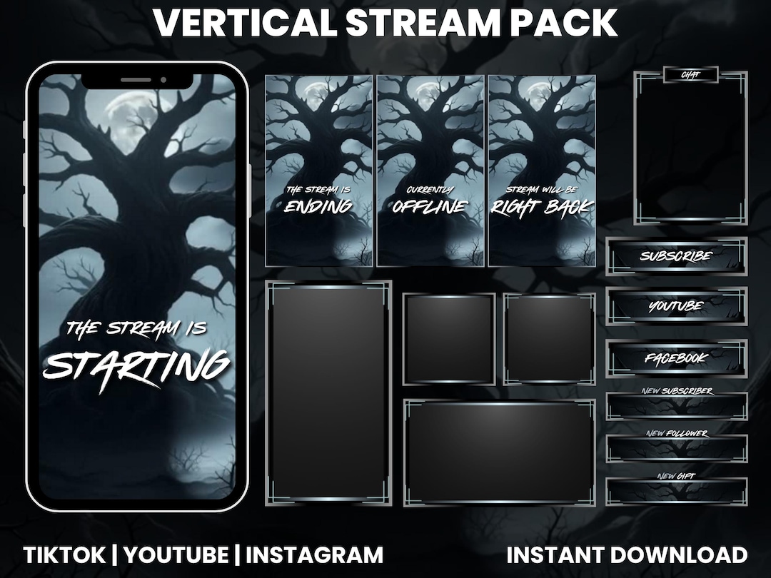 Dark Spooky Tree Vertical Stream Overlay | Tiktok Live Overlay | Horror ...