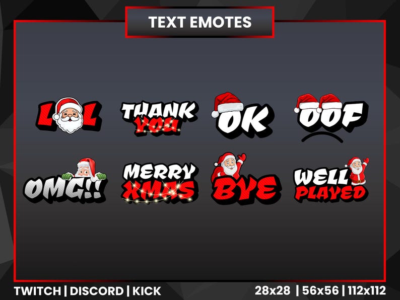 16 Christmas Themed Text Emotes | Twitch Emotes | Discord | Kick Emotes ...