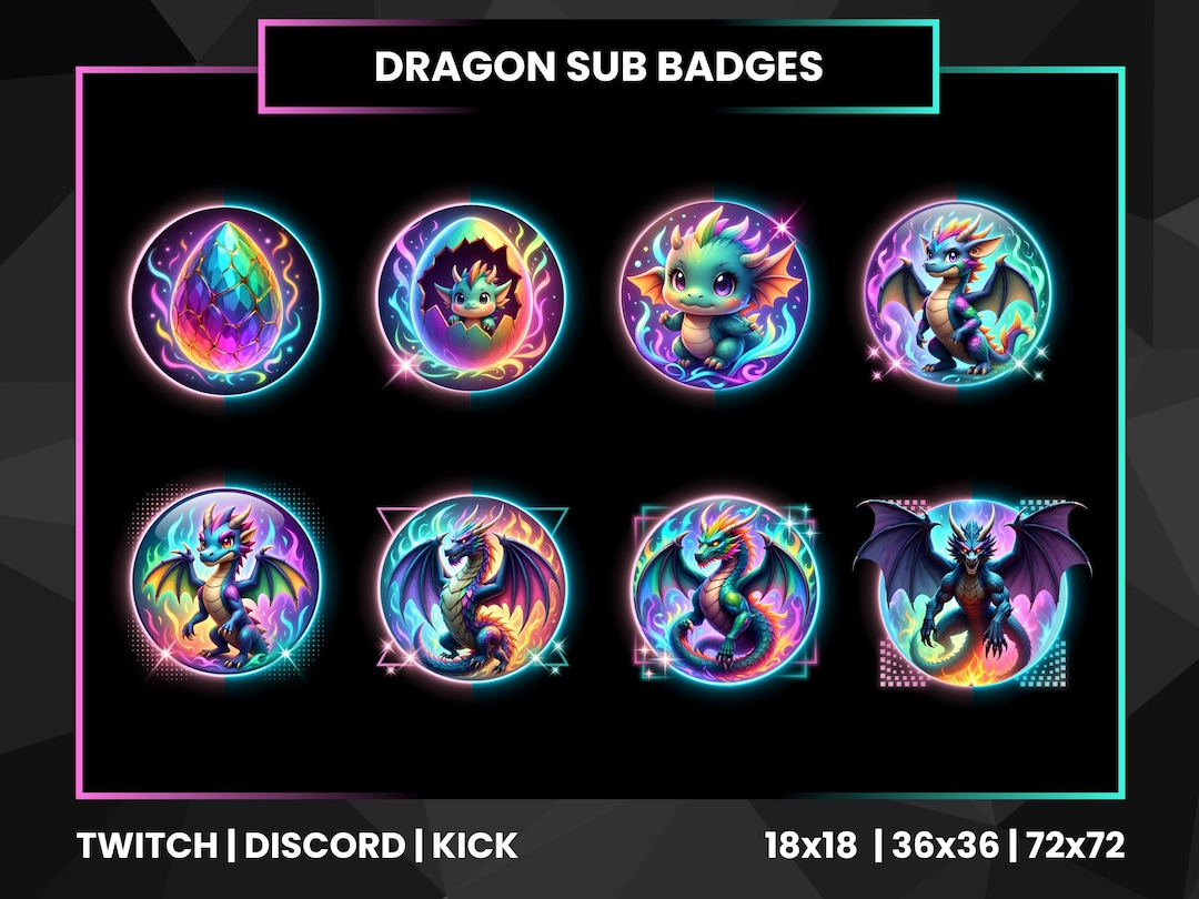 Dragon Sub Badges | Twitch Loyalty Badges for Streamers | Kick ...