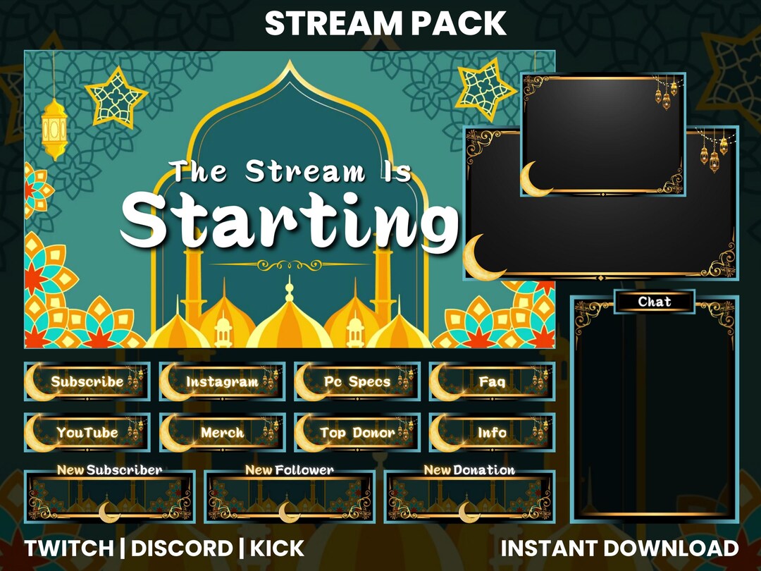 Ramadan Twitch Stream Pack | Twitch Screen Overlay | Webcam Overlay ...