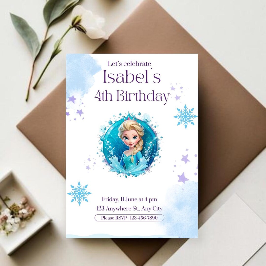 Frozen Baby Girl Birthday Invitation | Elsa Invitation | Customizable ...