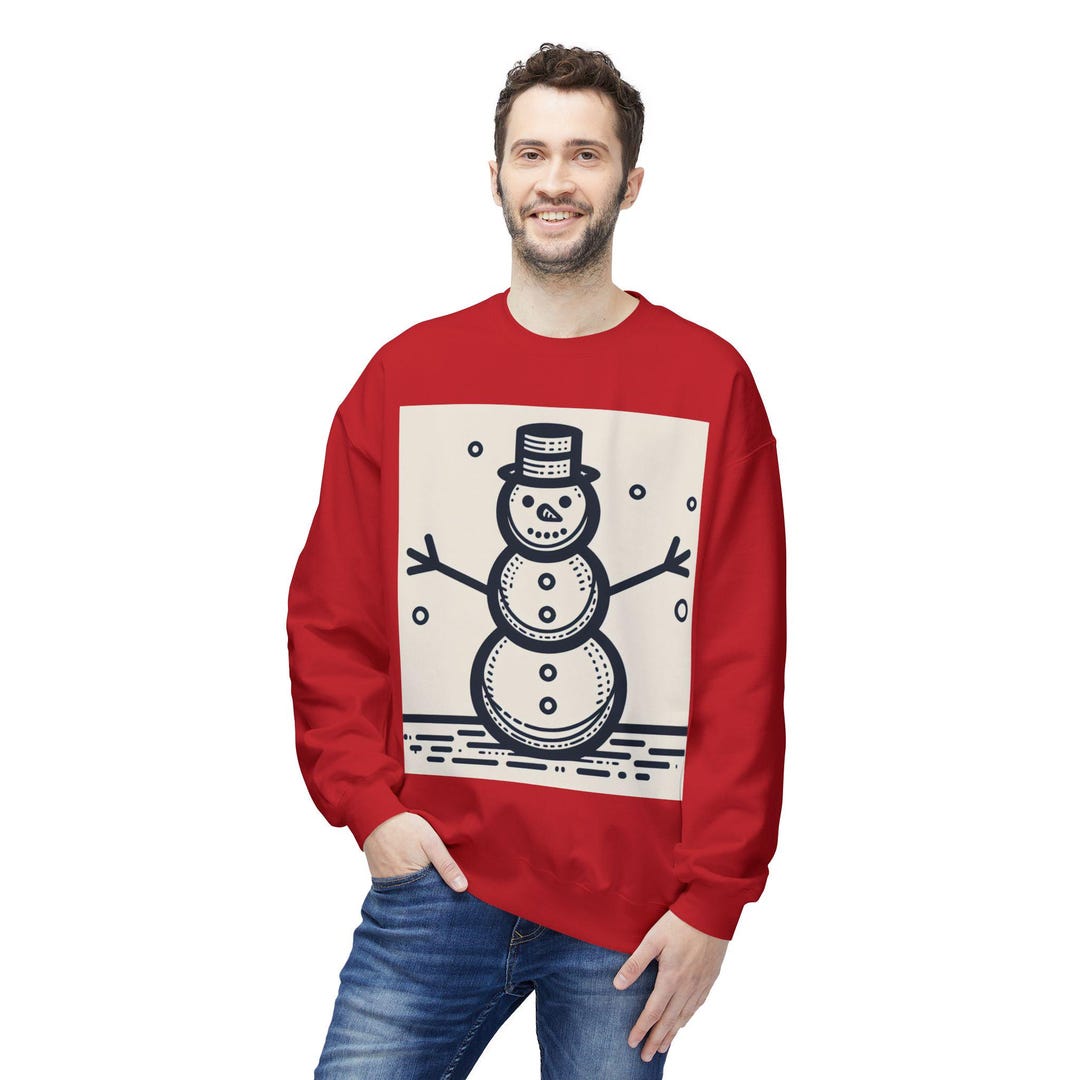 Crewneck Sweatshirt, Stick Figure Snowman Design, Winter Clothing ...
