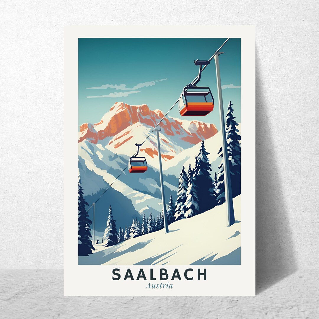 Saalbach-hinterglemm Ski Resort Travel Poster - Alpine Collection - Etsy UK