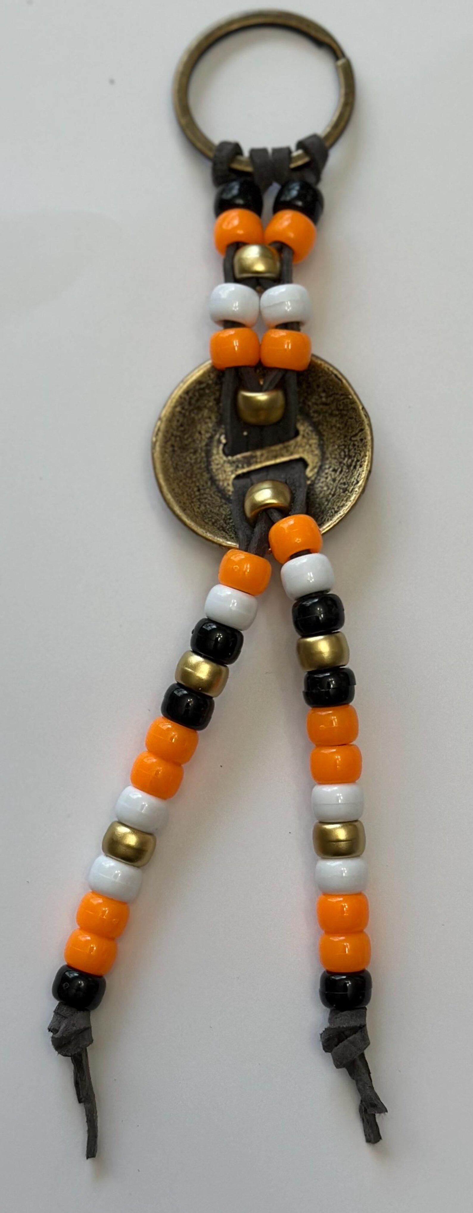 Harley Davidson Concho Keychain With Suede Lace and Beads, Vintage - SW ...