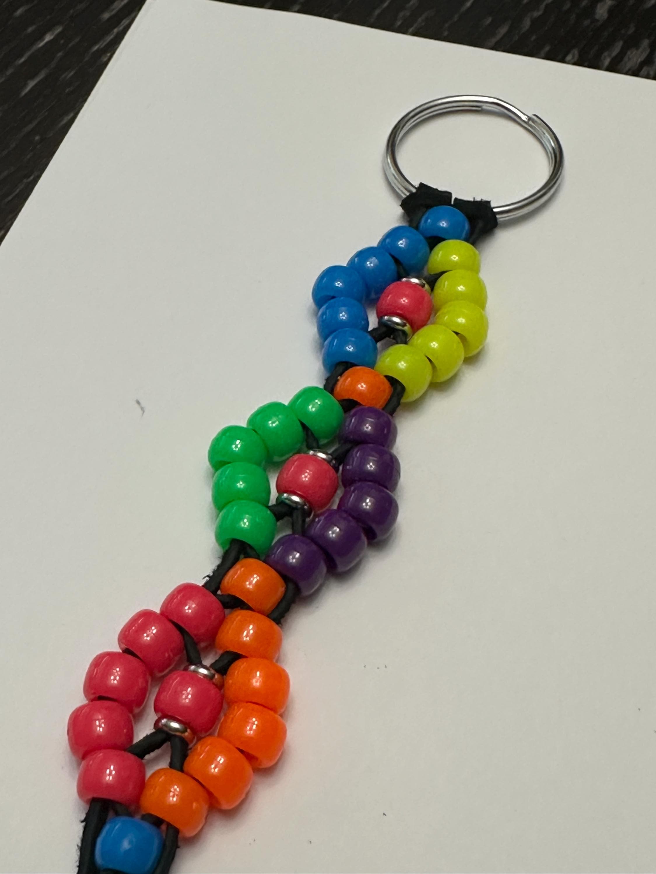 Neon Pony Bead Keychain: 90s Style Suede Lace Keyring - Etsy