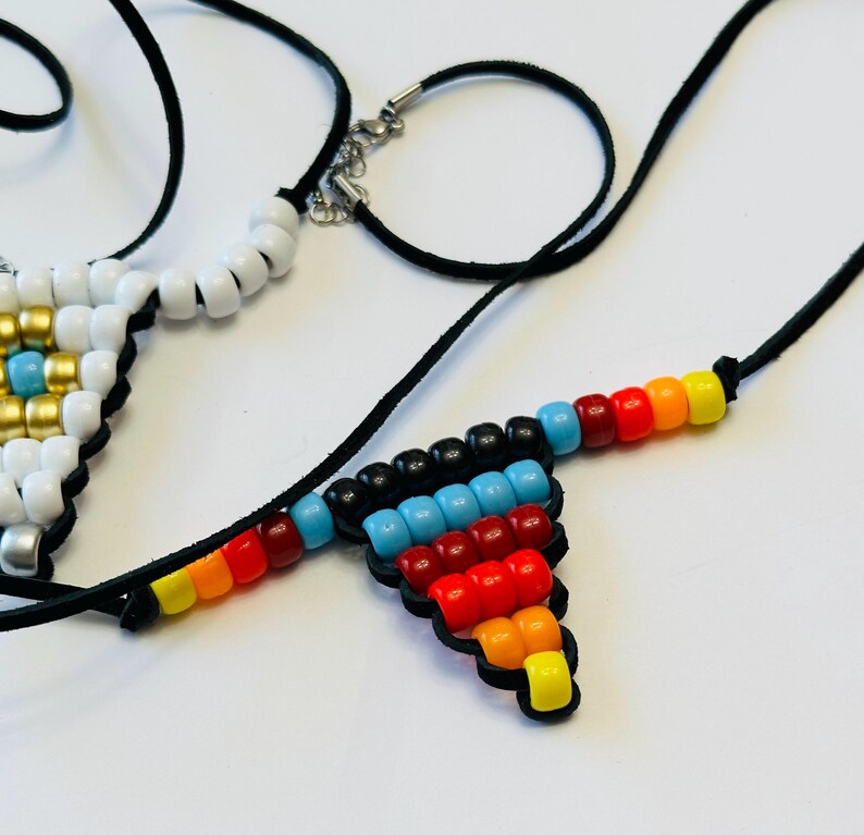 90s Pony Bead Necklace, Native American Influenced, Suede Lace and ...
