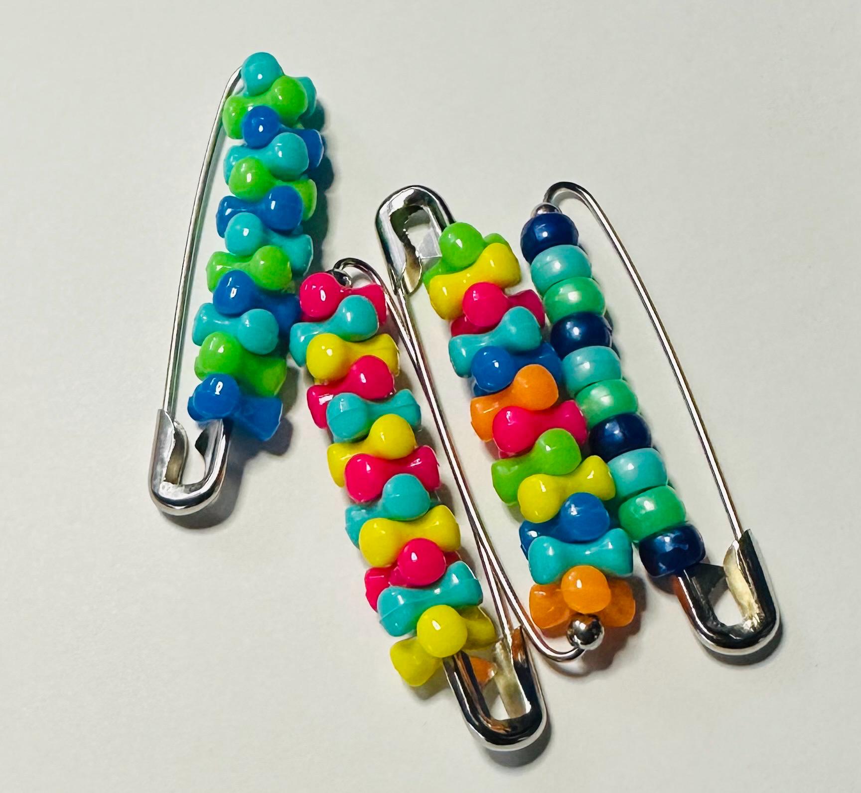 90s BFF Safety Pin: Bright Tri-pony Bead Accessories - Etsy