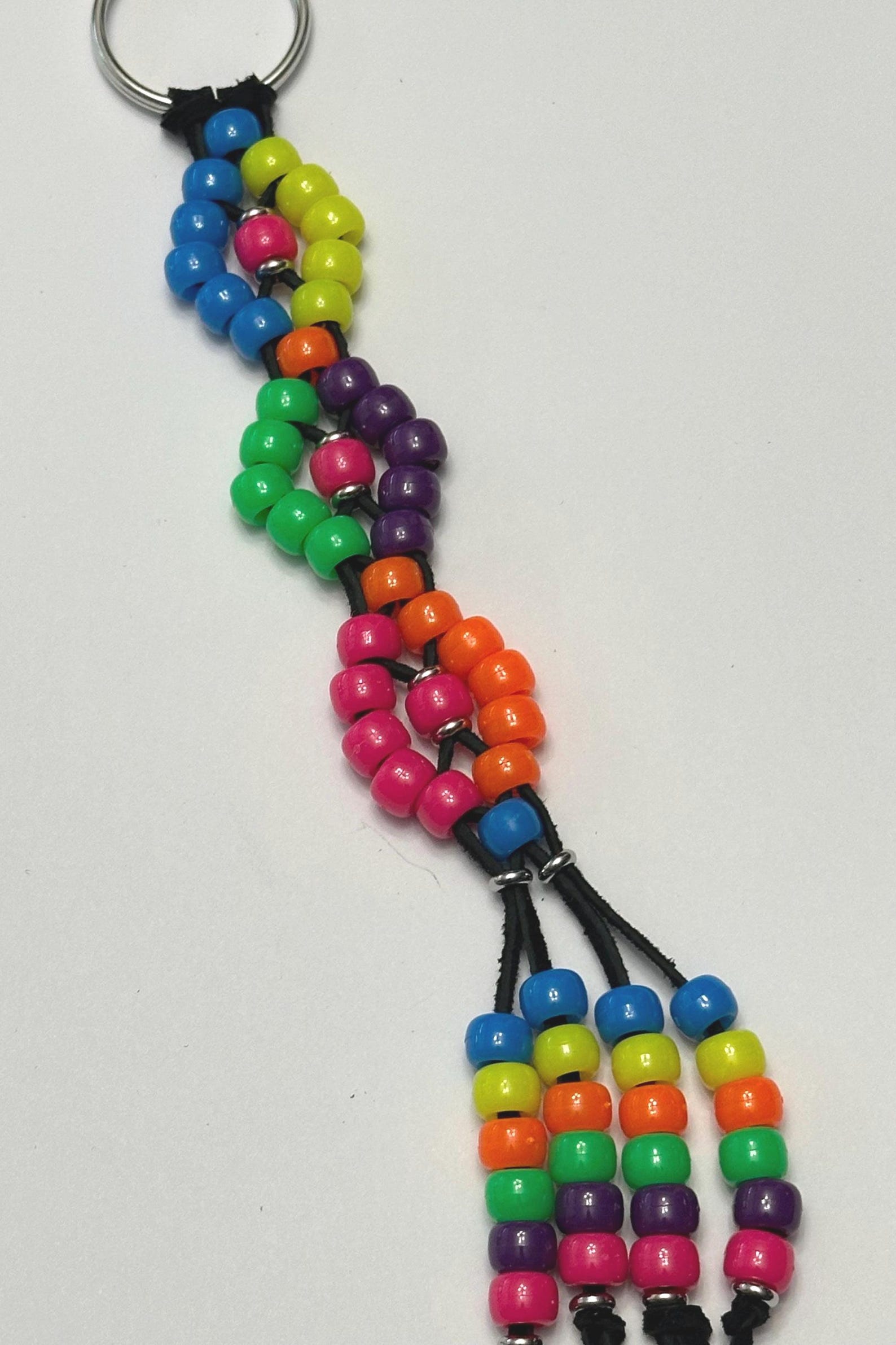 Neon Pony Bead Keychain: 90s Style Suede Lace Keyring - Etsy