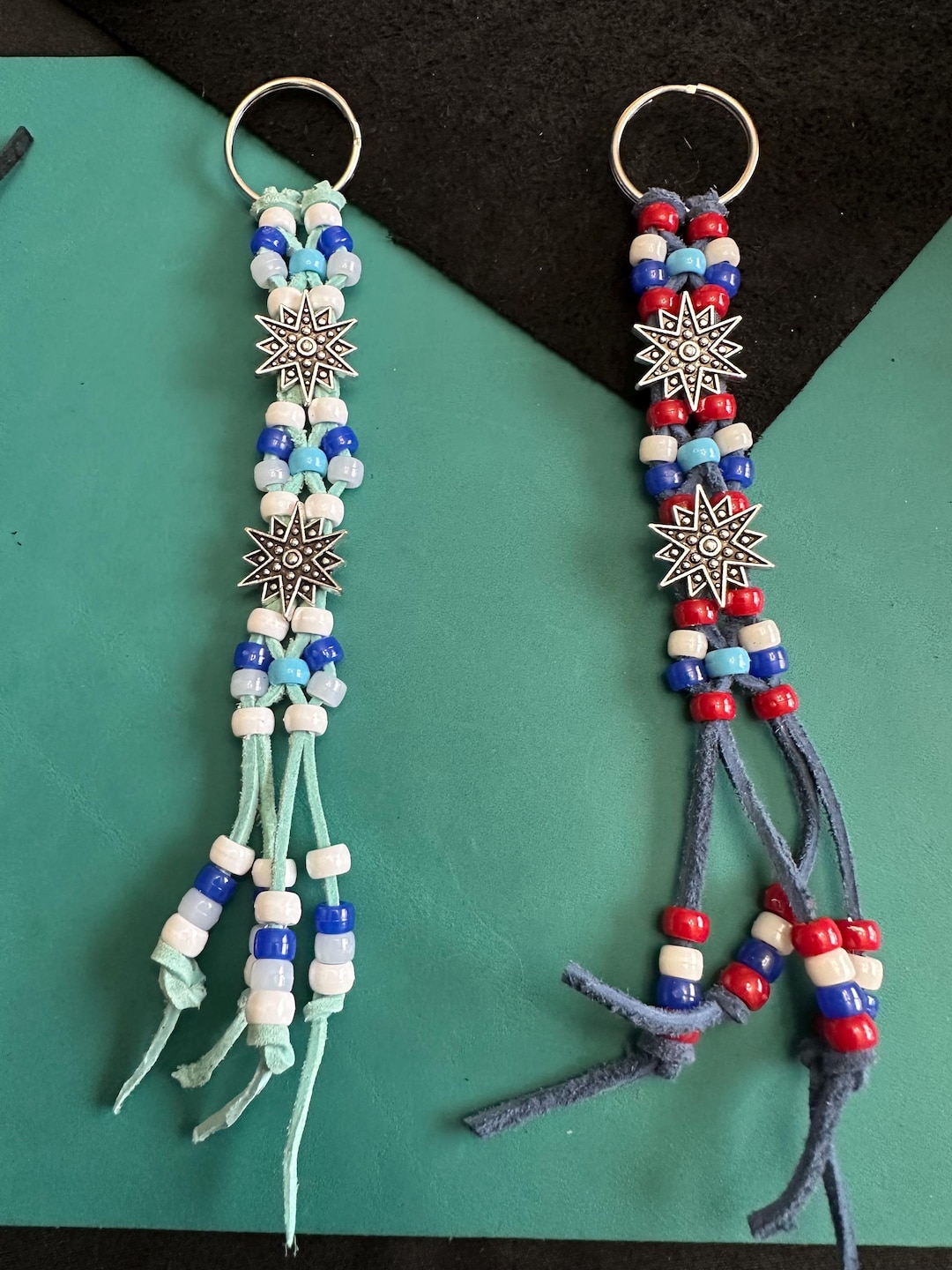 Shooting Stars Keychain, Leather, Pony Beads, Suede Lace, 90s, - Etsy