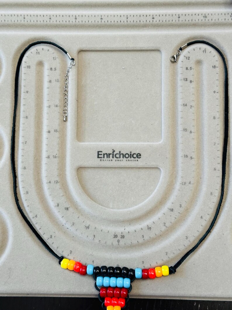 90s Pony Bead Necklace, Native American Influenced, Suede Lace and ...