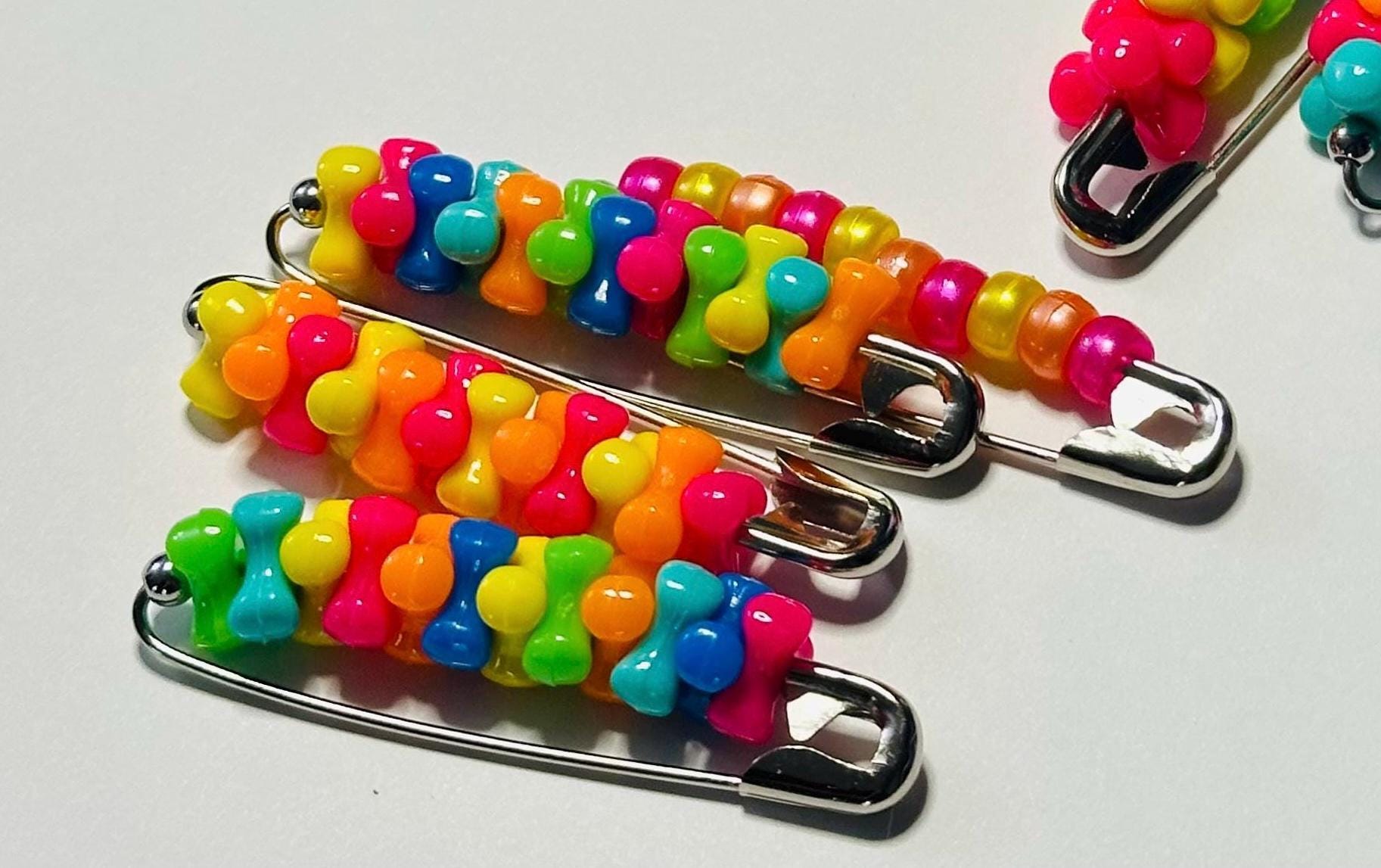 90s BFF Safety Pin: Bright Tri-pony Bead Accessories - Etsy
