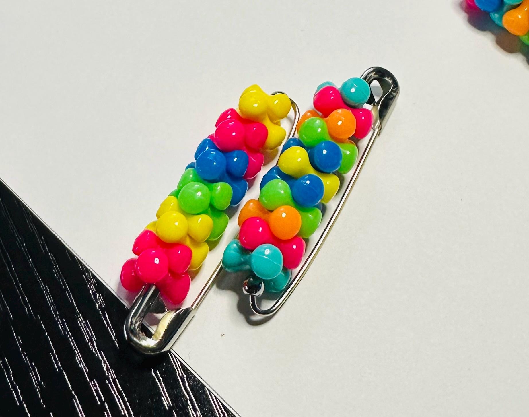 90s BFF Safety Pin: Bright Tri-pony Bead Accessories - Etsy