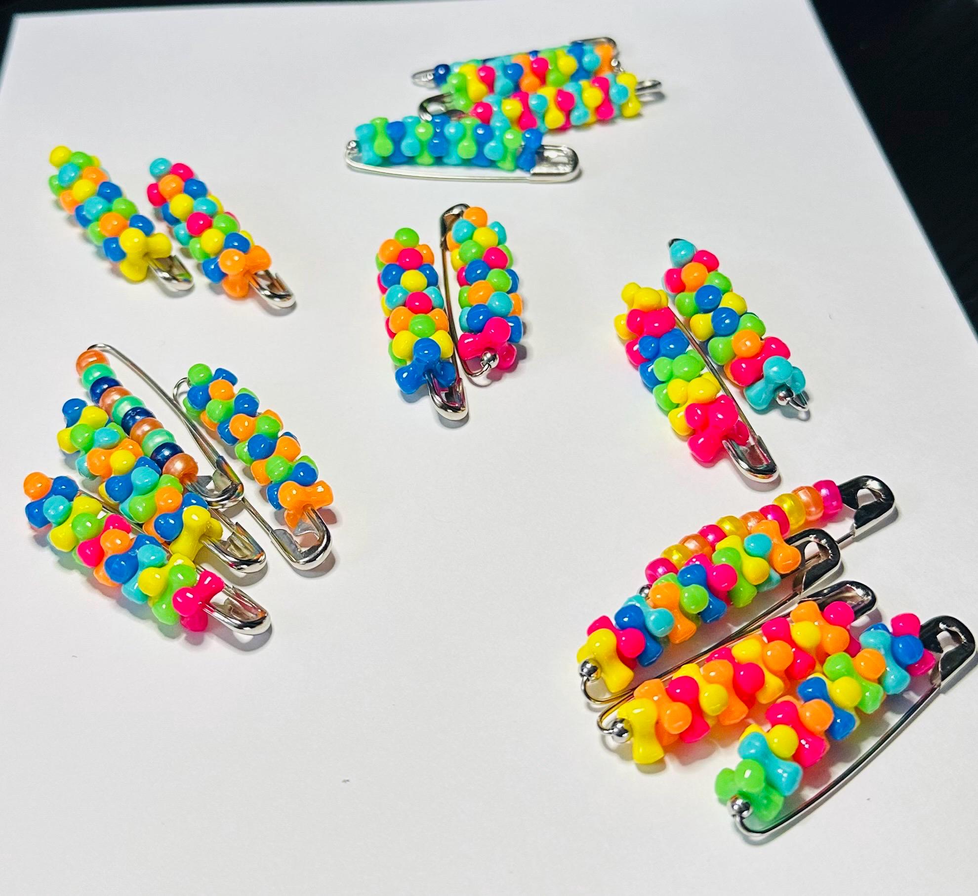 90s BFF Safety Pin: Bright Tri-pony Bead Accessories - Etsy