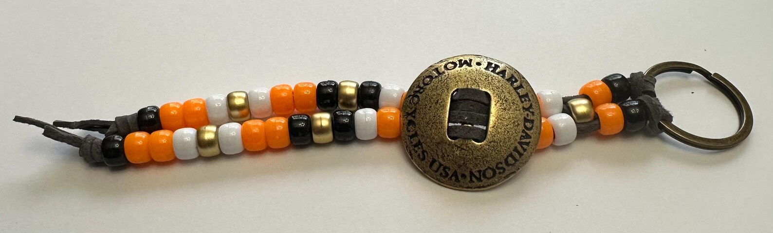 Harley Davidson Concho Keychain With Suede Lace and Beads, Vintage - SW ...