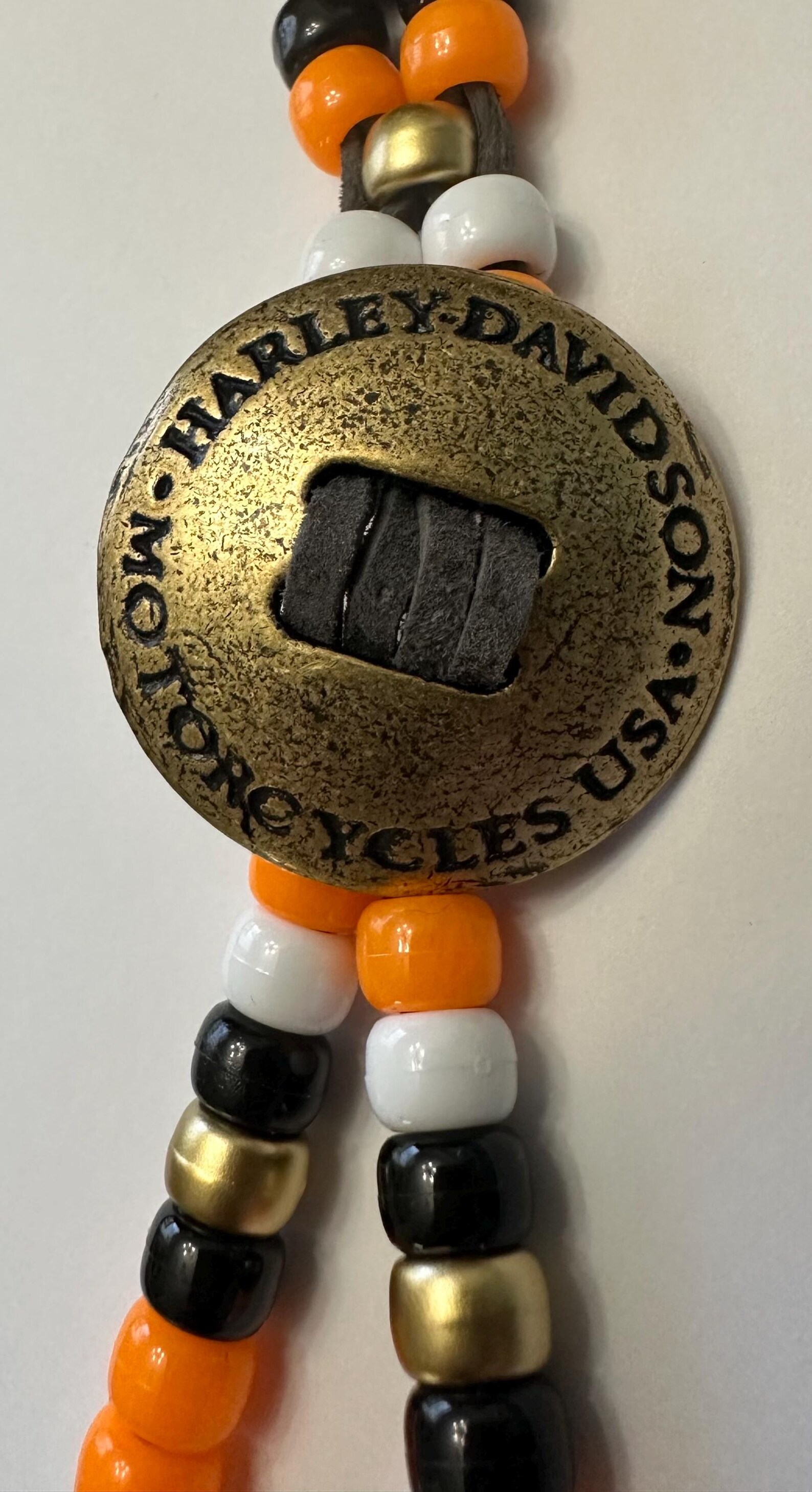 Harley Davidson Concho Keychain With Suede Lace and Beads, Vintage - SW ...